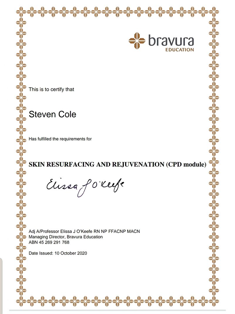 Certificates - Cole Aesthetic